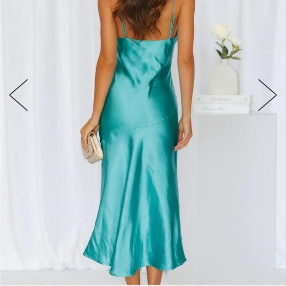 Hello Molly | Dresses | Hello Molly Turquoise Maxi Dress With Leg Slit ...